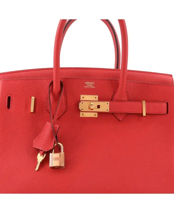 Hermès Birkin 30 Handbag Red Togo With Gold Hardware - Geranium