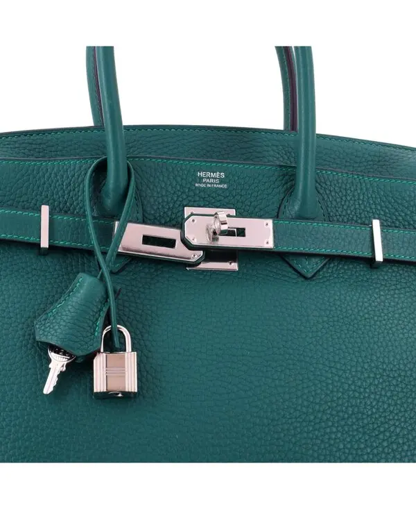Hermès Birkin 30 Handbag Green Clemence With Palladium Hardware - Malachite
