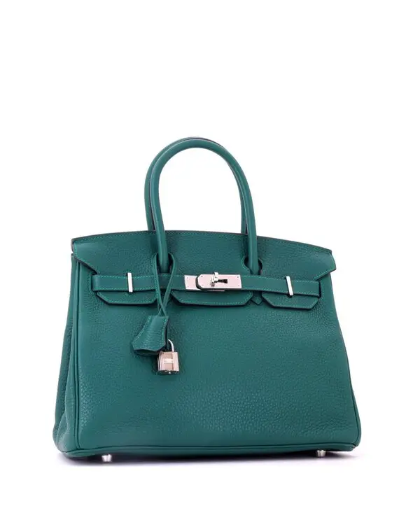 Hermès Birkin 30 Handbag Green Clemence With Palladium Hardware - Malachite
