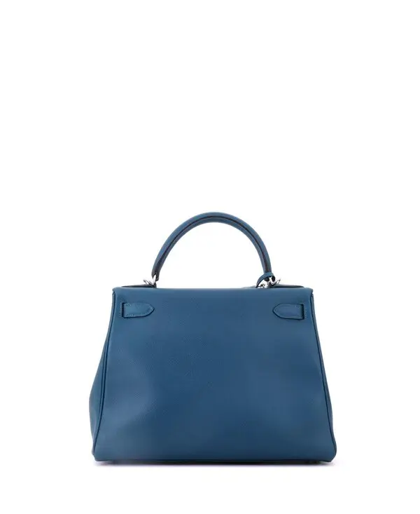 Hermès Kelly 28 Handbag Blue Epsom With Palladium Hardware - Colvert