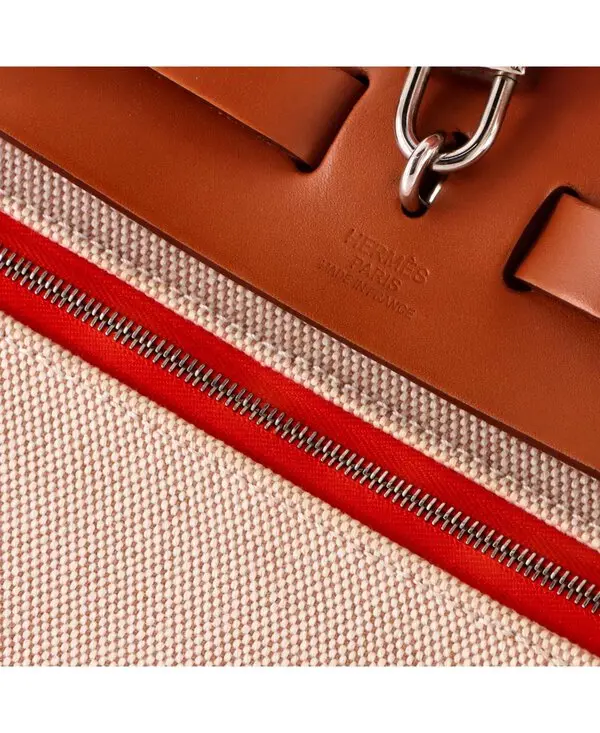 Hermès 31 Herbag Zip Berline Vache Canvas And Leather - Orange