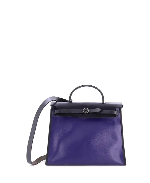 Hermès 31 Herbag Zip Berline Vache Canvas And Leather - Blue