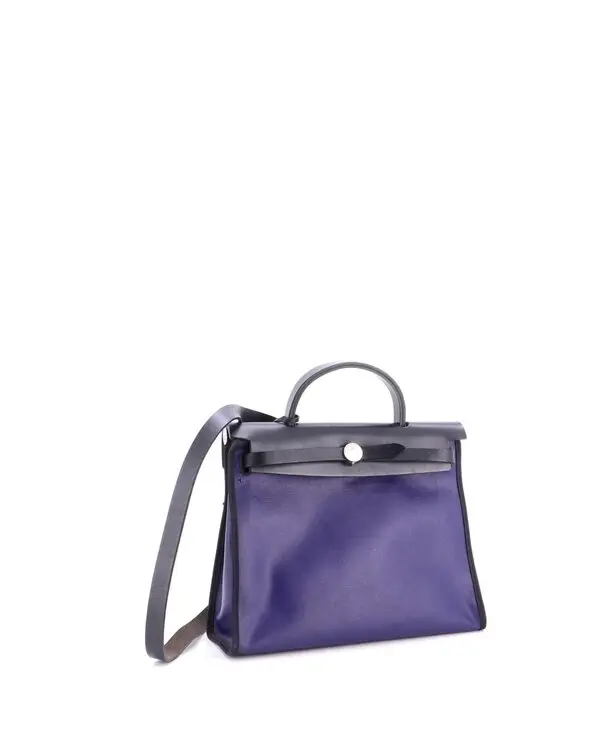 Hermès 31 Herbag Zip Berline Vache Canvas And Leather - Blue