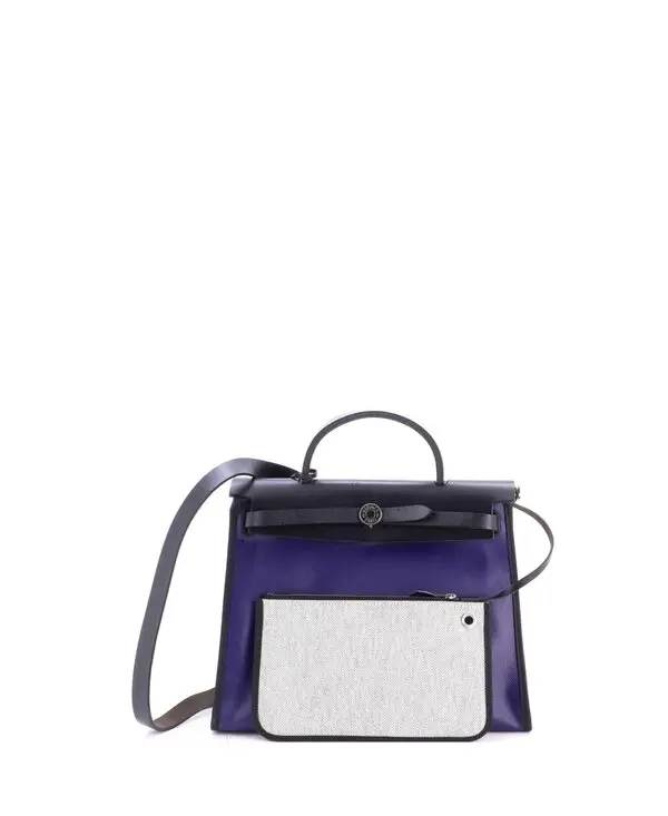 Hermès 31 Herbag Zip Berline Vache Canvas And Leather - Blue