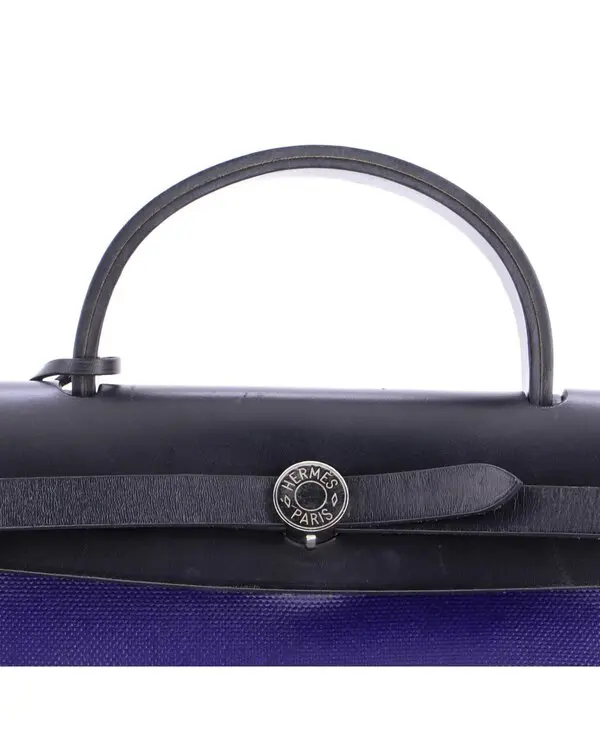 Hermès 31 Herbag Zip Berline Vache Canvas And Leather - Blue