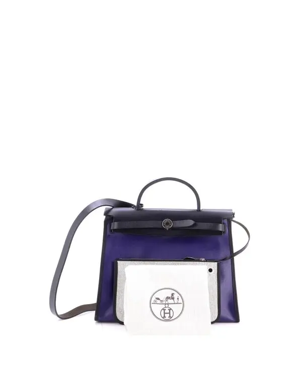 Hermès 31 Herbag Zip Berline Vache Canvas And Leather - Blue