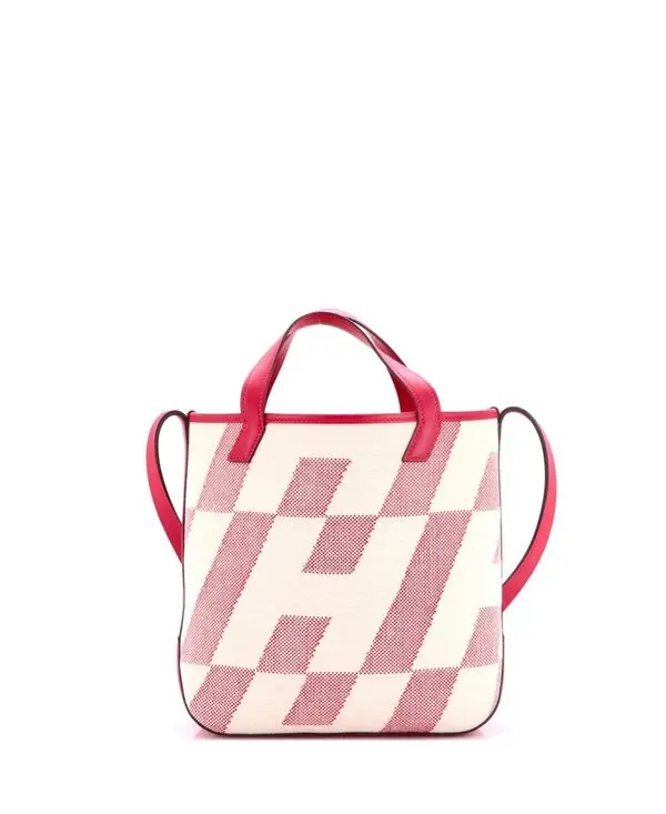 Hermès 27 Cabas H En Biais Tote Canvas With Leather - Pink