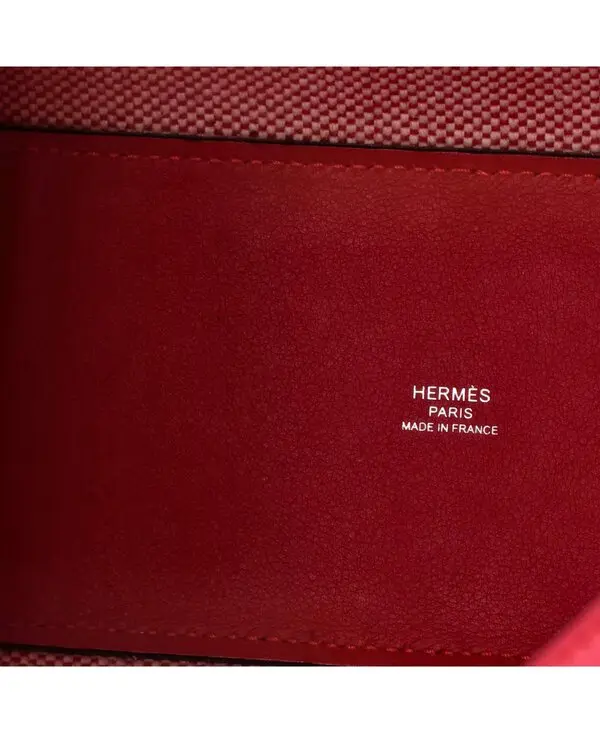 Hermès 27 Cabas H En Biais Tote Canvas With Leather - Pink