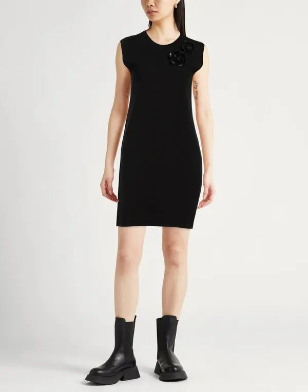ANNA MOLINARI Merino Wool Mini Dress With Brooch Detail