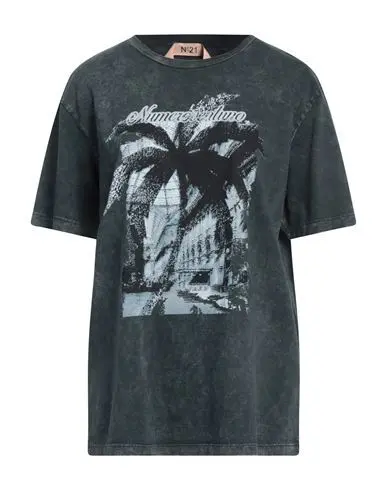 N°21 Cotton T-shirt With Hawaiian Print - Charcoal