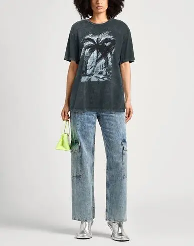 N°21 Charcoal Cotton T-shirt With Hawaiian Print