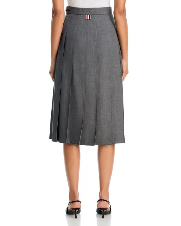 Thom Browne Pleated Midi Skirt With Dropped Back Detail