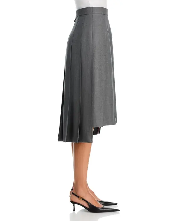 Thom Browne Pleated Midi Skirt With Dropped Back Detail