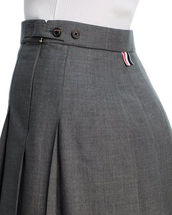 Thom Browne Pleated Midi Skirt With Dropped Back Detail