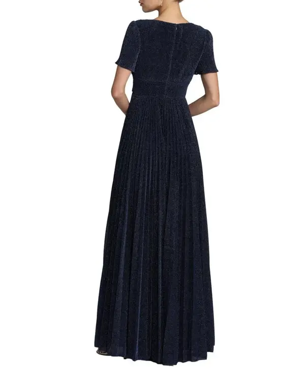 Mac Duggal Petite Pleated Metallic Gown