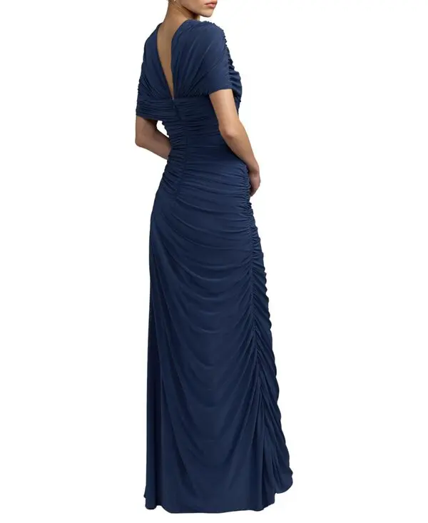 Mac Duggal Embellished Jersey Draped Column Gown