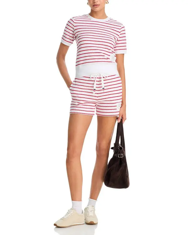 Thom Browne Striped Textured Honeycomb Short Sleeve T-shirt