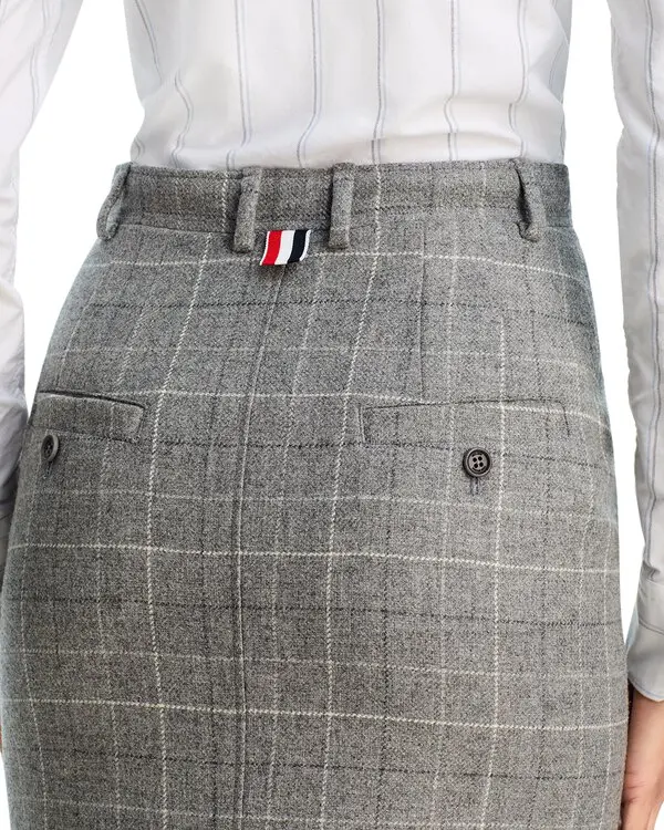 Thom Browne Windowpane Tweed Pencil Skirt - Medium Grey