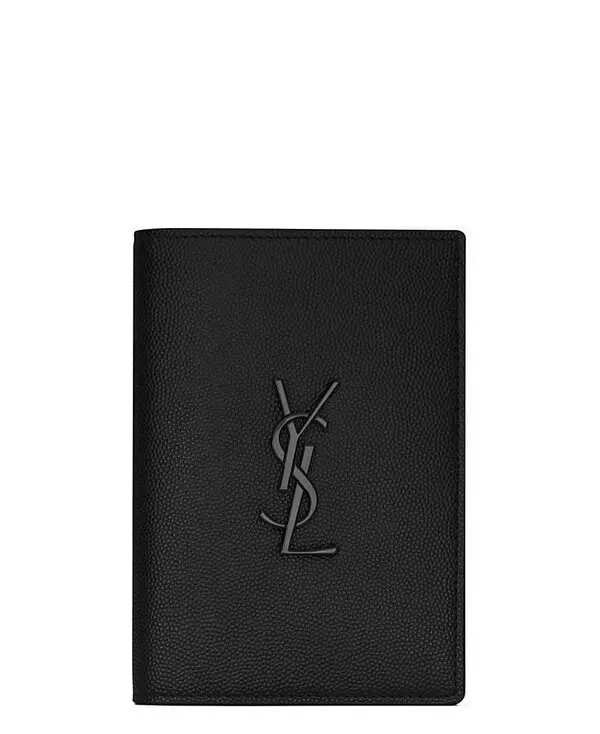 Saint Laurent Cassandre Passport Holder - Black