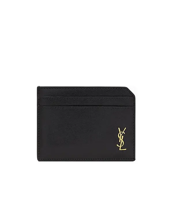 Saint Laurent Tiny Cassandre Open Card Case - Black