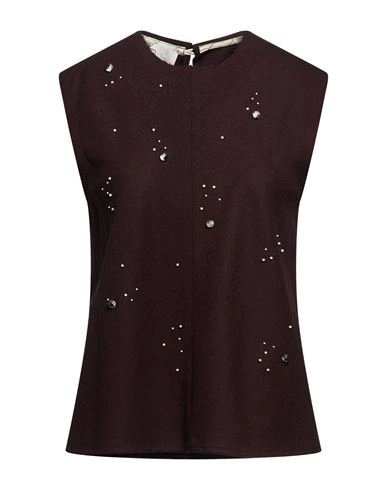 ALYSI Sleeveless Embellished Crewneck Top In Viscose Blend - Plum