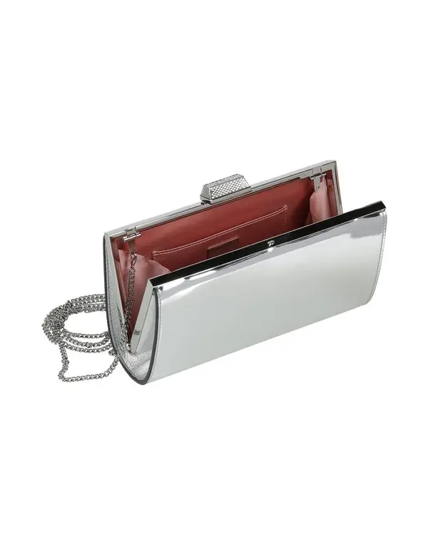 JIMMY CHOO Metallic Clutch With Chain Strap - Silver