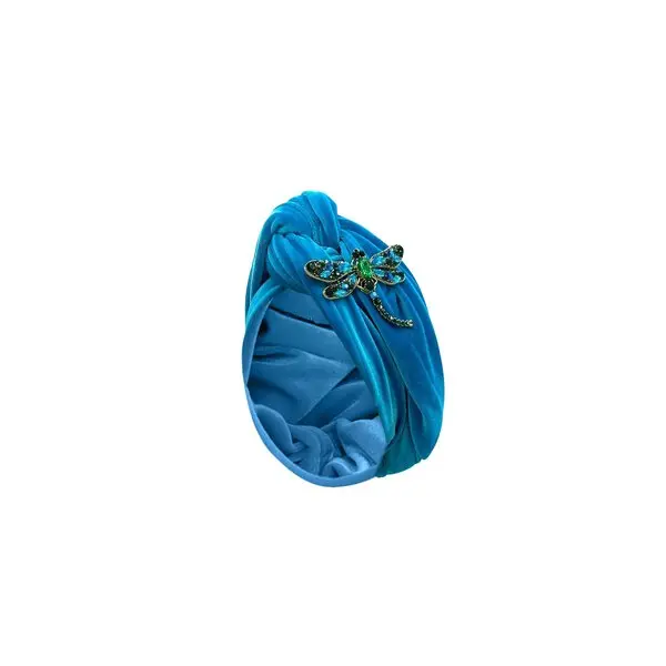 JULIA CLANCEY Turquoise Dragonfly Embellished Turban - Blue