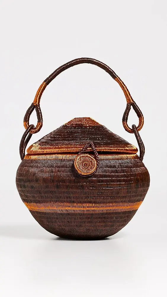 Johanna Ortiz Rooted Gracetop Handle Bag - Wine/copper