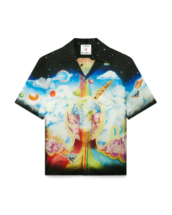 Casablanca The Essential Experience Silk Short Sleeve Shirt - Multicolor