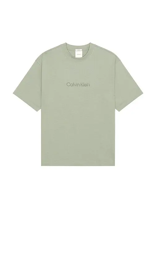 Calvin Klein Relaxed Standard Logo Crew Neck Tee In Green