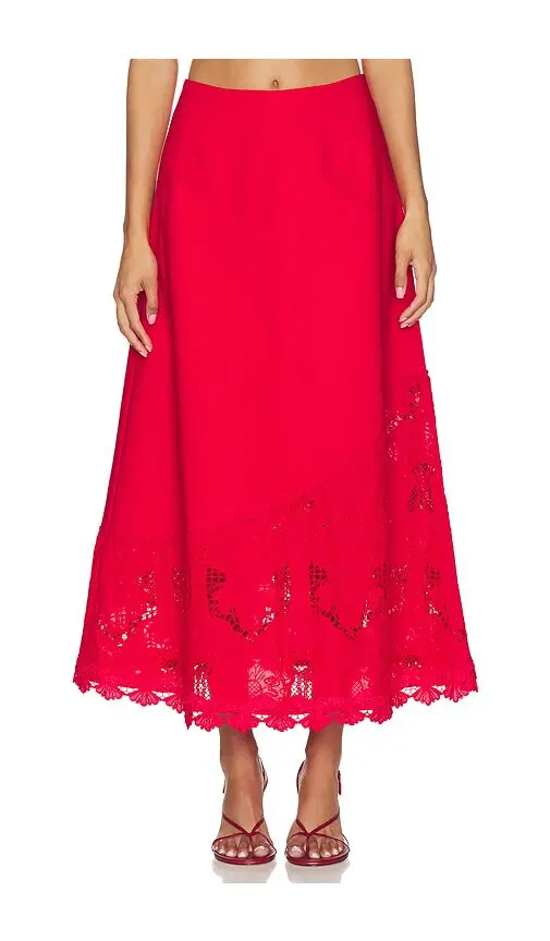 ELLIATT Giovanna A-line Maxi Skirt - Red