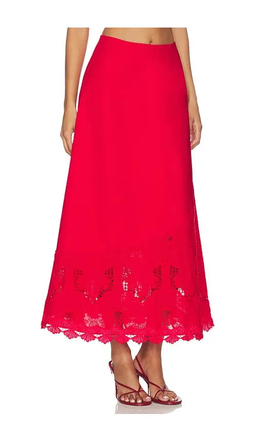 ELLIATT Giovanna A-line Maxi Skirt With Lace Trim