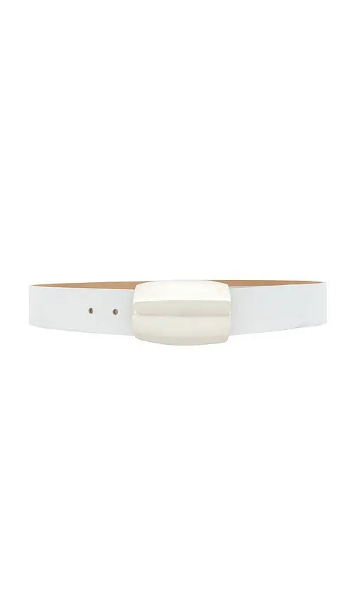 L'Agence Milou Domed Belt In White Croc Embossed In White - White Lizard Embossed