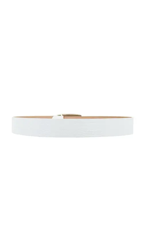 L'Agence Milou Domed Belt In White Croc Embossed In White