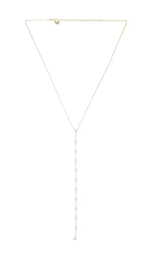 ADINA EDEN Teardrop Cz Lariat Necklace In Metallic - Gold