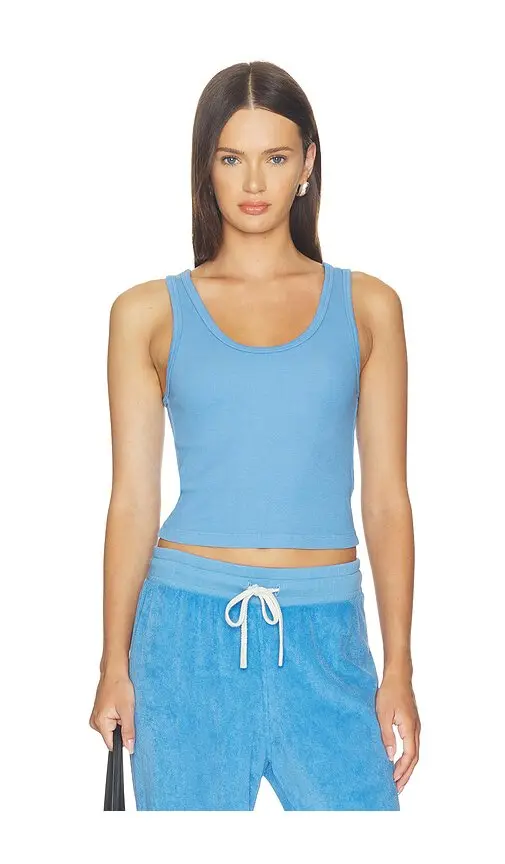 PERFECTWHITETEE Blondie Rib Bra Friendly Tank In Blue - Pacific Blue