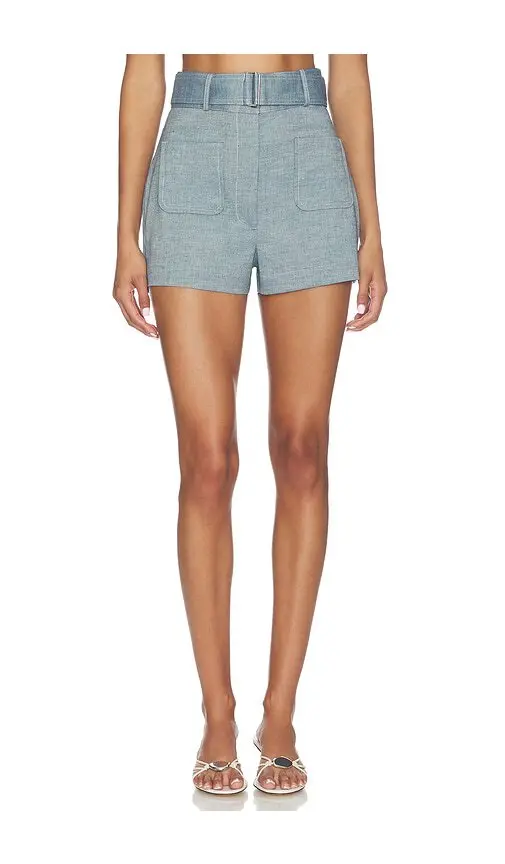 Matthew Bruch Belted Pocket Short In Blue