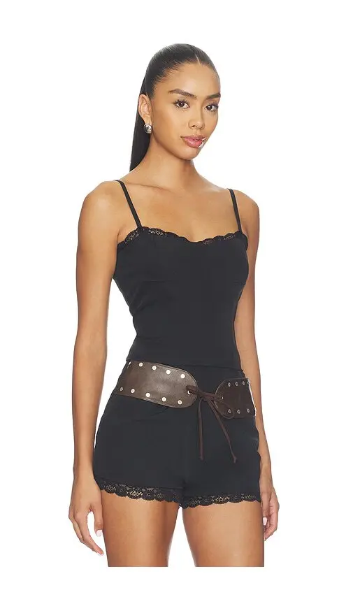 BY.DYLN Onyx Corset Top With Lace Trim