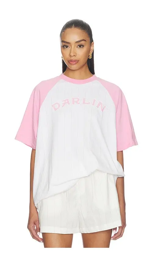 DARLIN Old Skool Raglan Tee In Pink - Blush