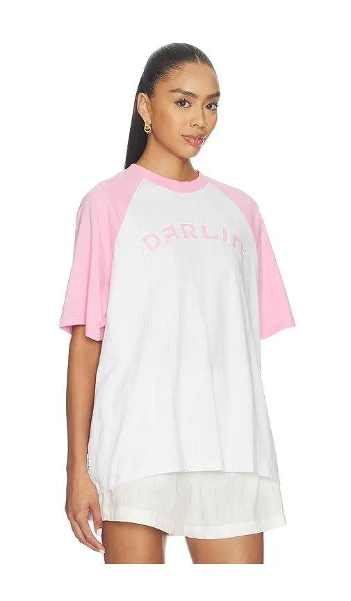 DARLIN Old Skool Raglan Tee In Pink