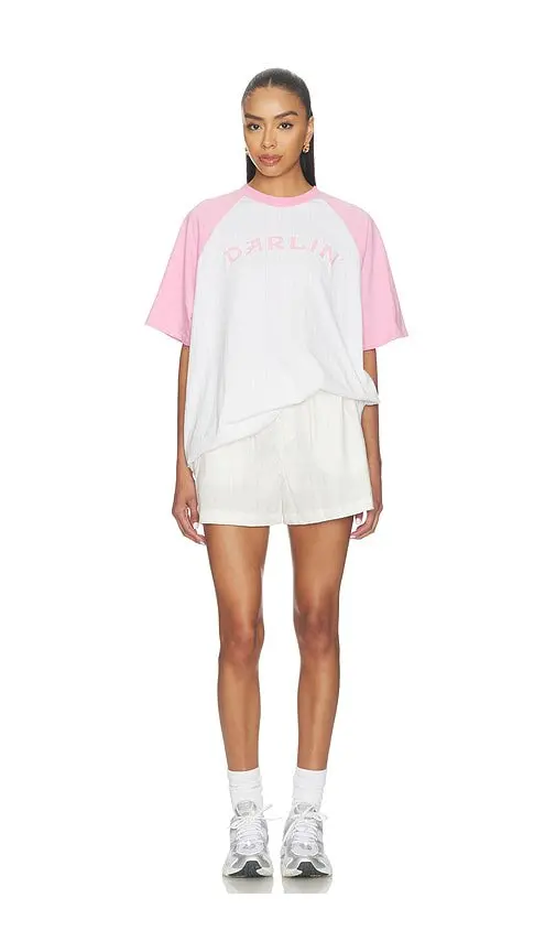 DARLIN Old Skool Raglan Tee In Pink