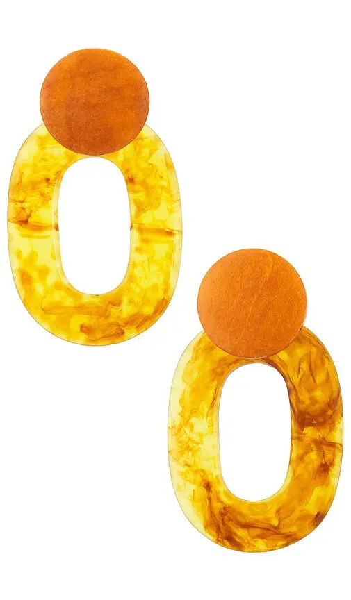 EPIFENE Oversized Resin & Wood Earrings - Brown
