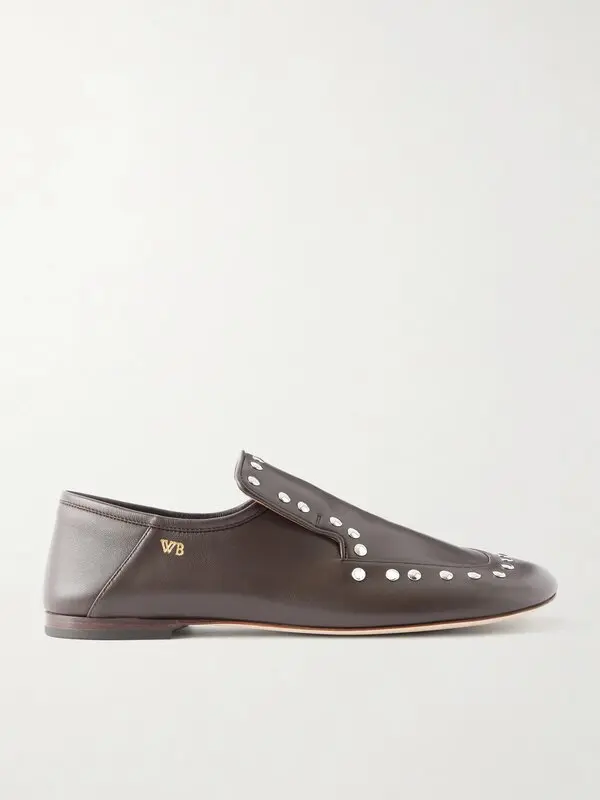 WALES BONNER Dakar Studded Leather Loafers - Brown