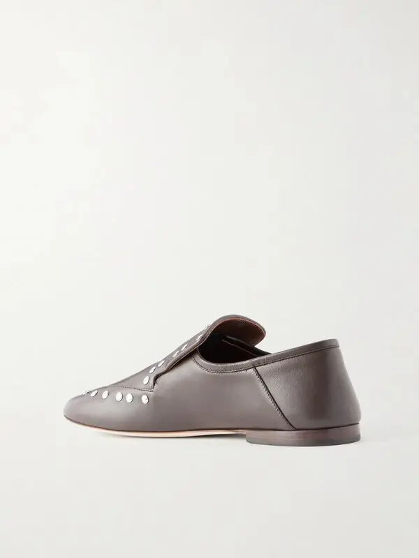 WALES BONNER Dakar Studded Leather Loafers - Brown