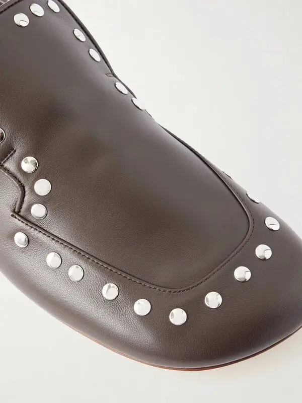 WALES BONNER Dakar Studded Leather Loafers - Brown