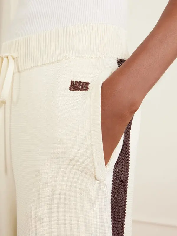 WALES BONNER Tide Embroidered Knit Track Pants