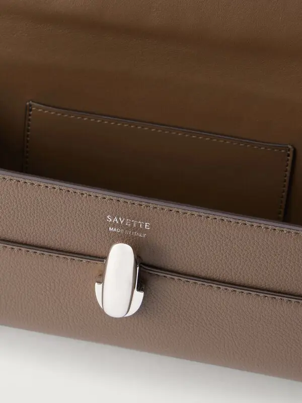 Savette Slim Symmetry Leather Clutch - Brown