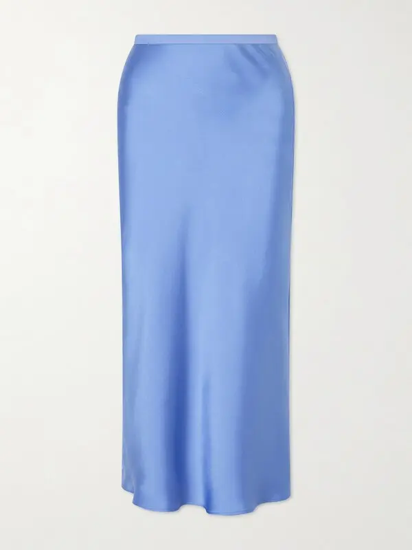 ANINE BING Bar Silk-charmeuse Maxi Skirt - Blue