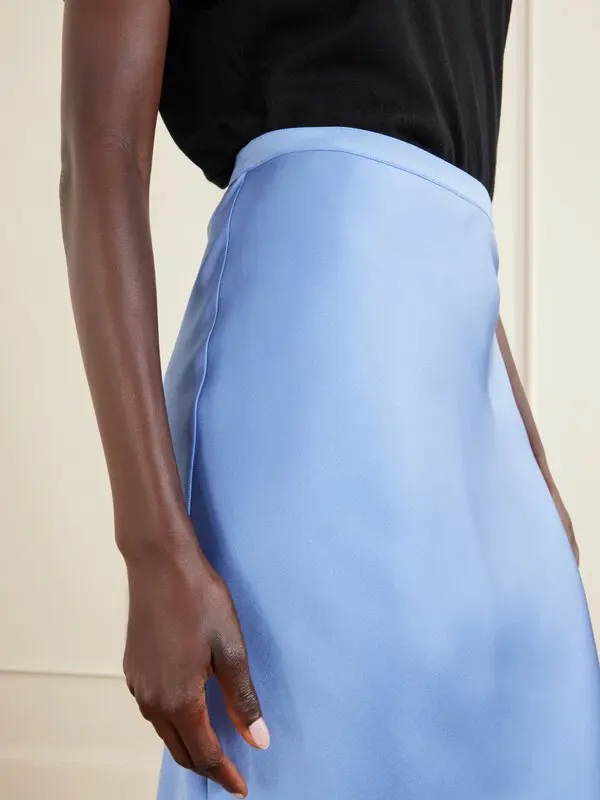 ANINE BING Bar Silk-charmeuse Maxi Skirt - Blue