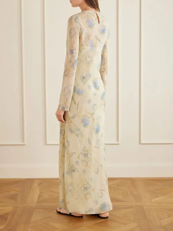 SIR. Cecile Floral-print Georgette Maxi Dress - Neutrals